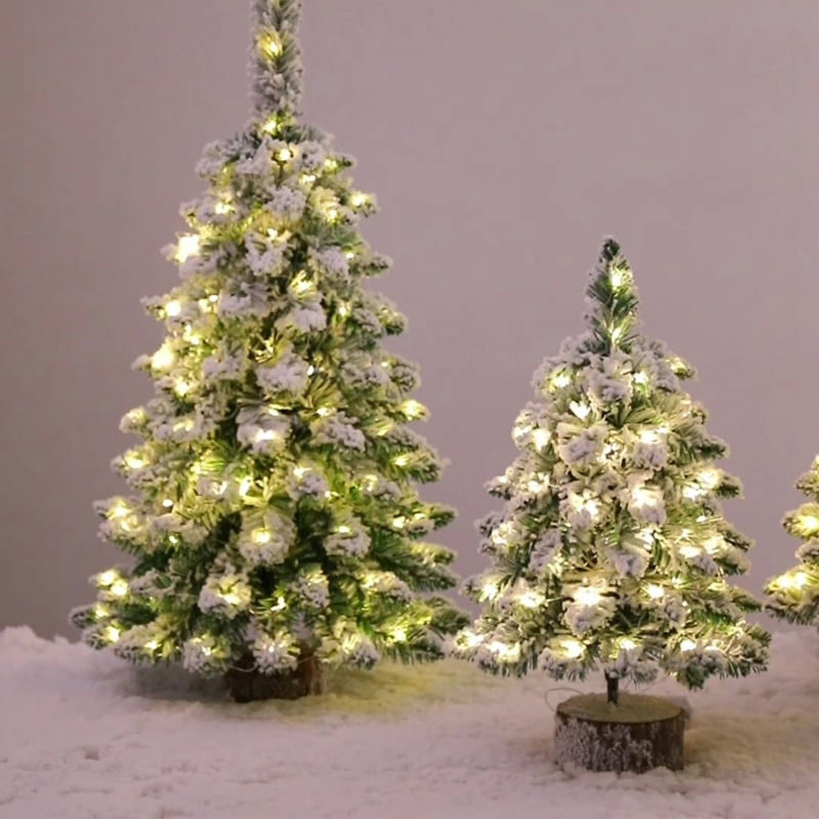 Tabletop Christmas Tree Mini Flocked Artificial LED Lights Christmas ...