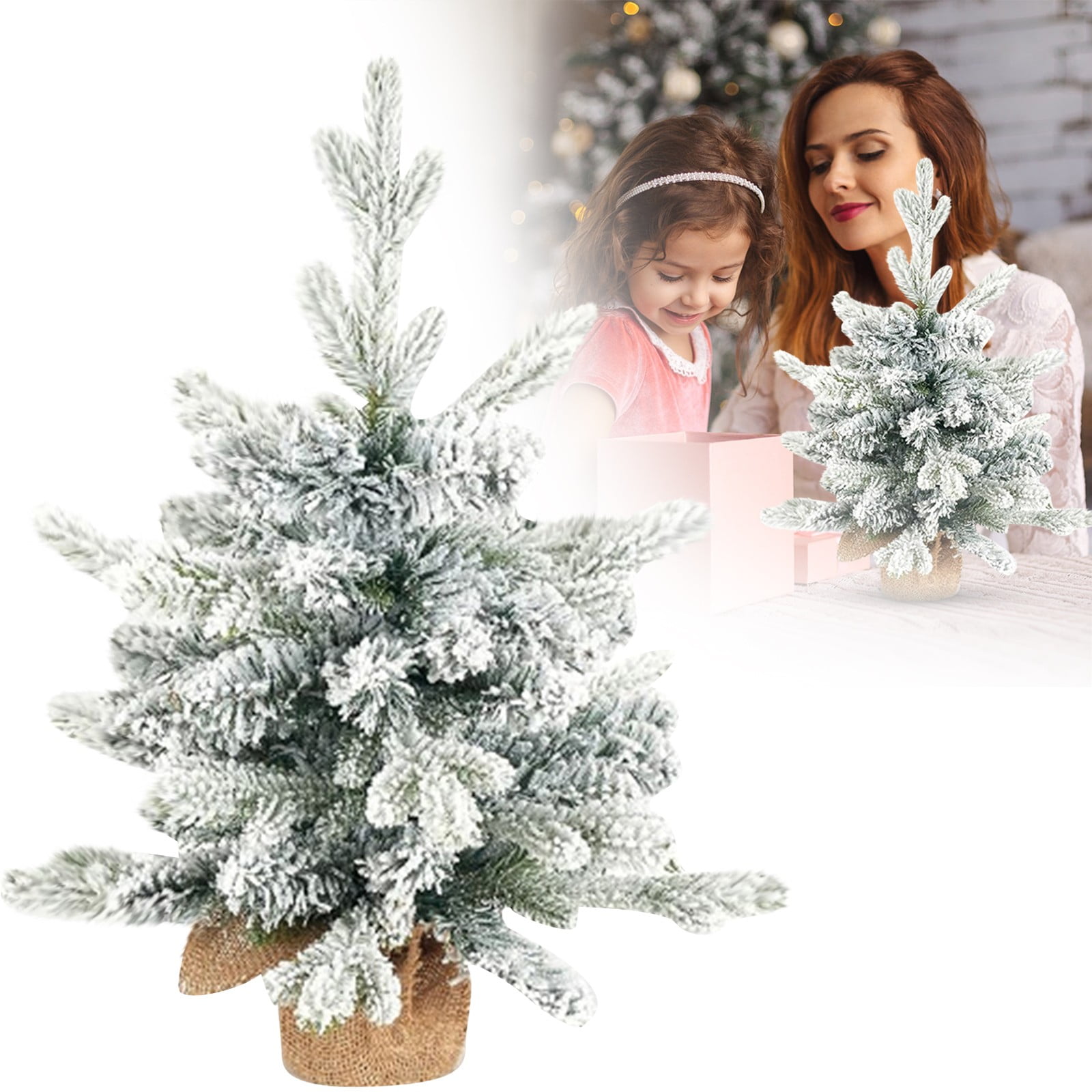 Tabletop Christmas Tree, Pre-Decorated Mini Xmas Tree with Ornaments ...
