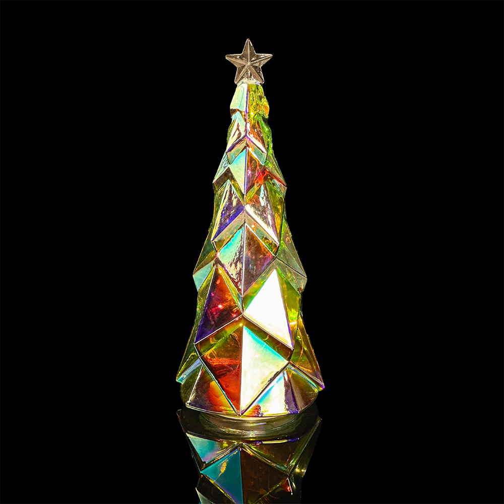 Tabletop Christmas Tree Table Light with Timer – Mercury Glass LED ...