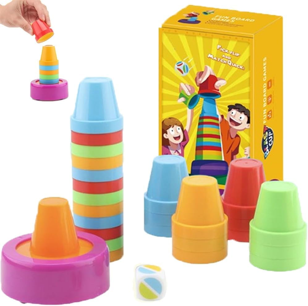 Tabletop Competitive Cup Stacking Game, Color Stacking Challenge Game, Speed Stacks Cups, Color ...