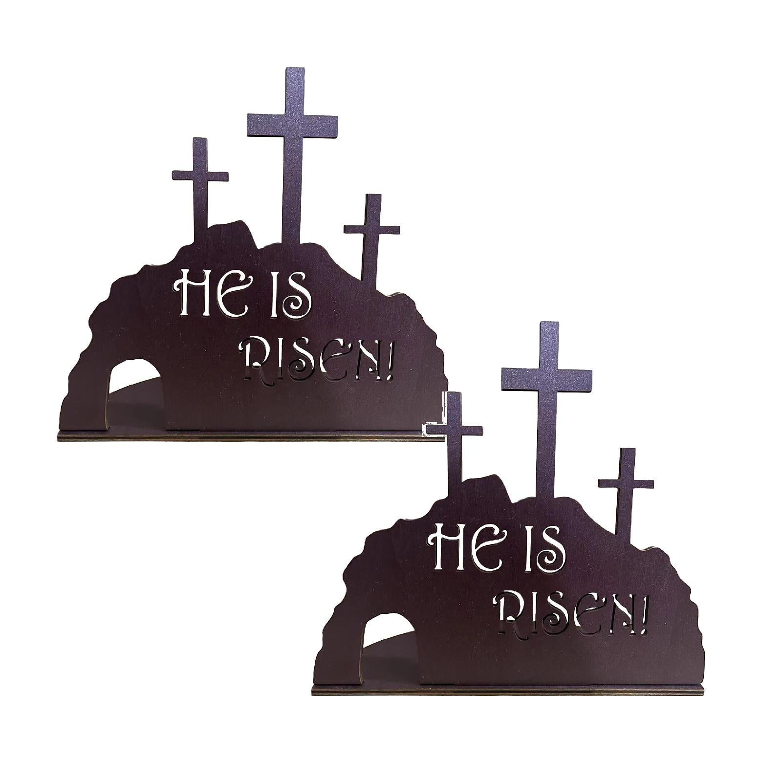 Tabletop Decor Easter Resurrection Scene Set He Is Risen Wooden ...