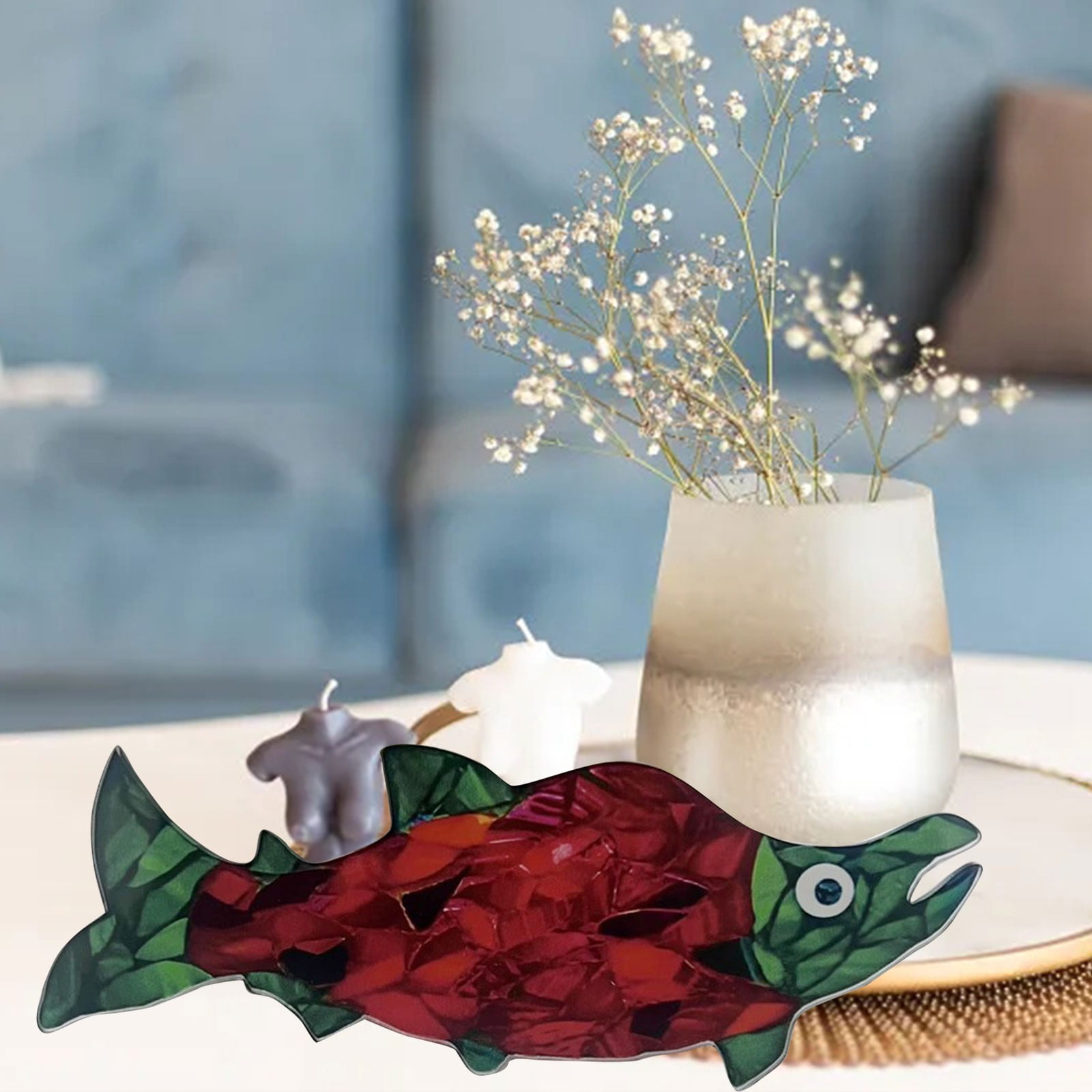 Tabletop Decorations For Living Room Glass Mountain Fish Crow Sunflower ...