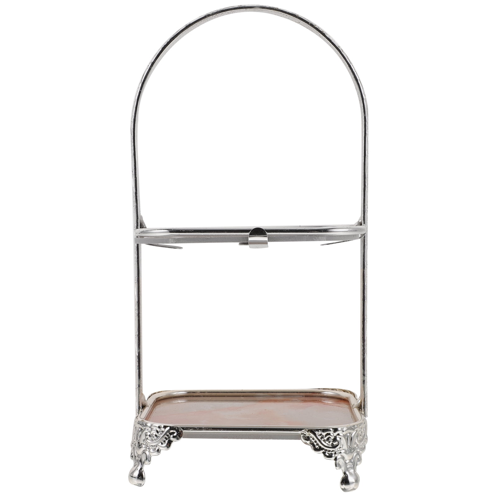 Tabletop Decorative Iron Cake Stand Double-tier Square Cake Display ...
