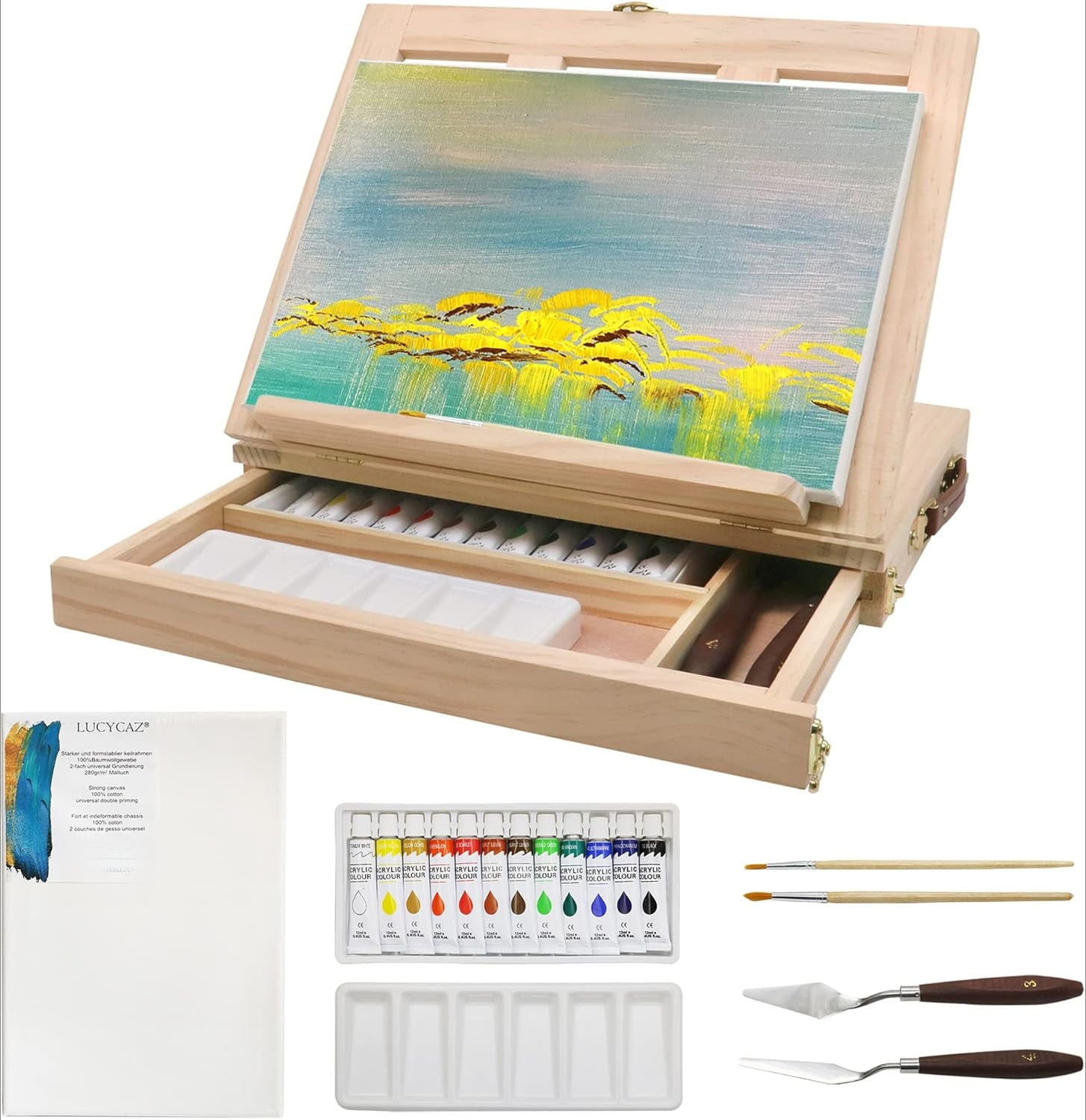 Tabletop Easel for Kids, Lightweight Art Easel for Painting, Beechwood ...