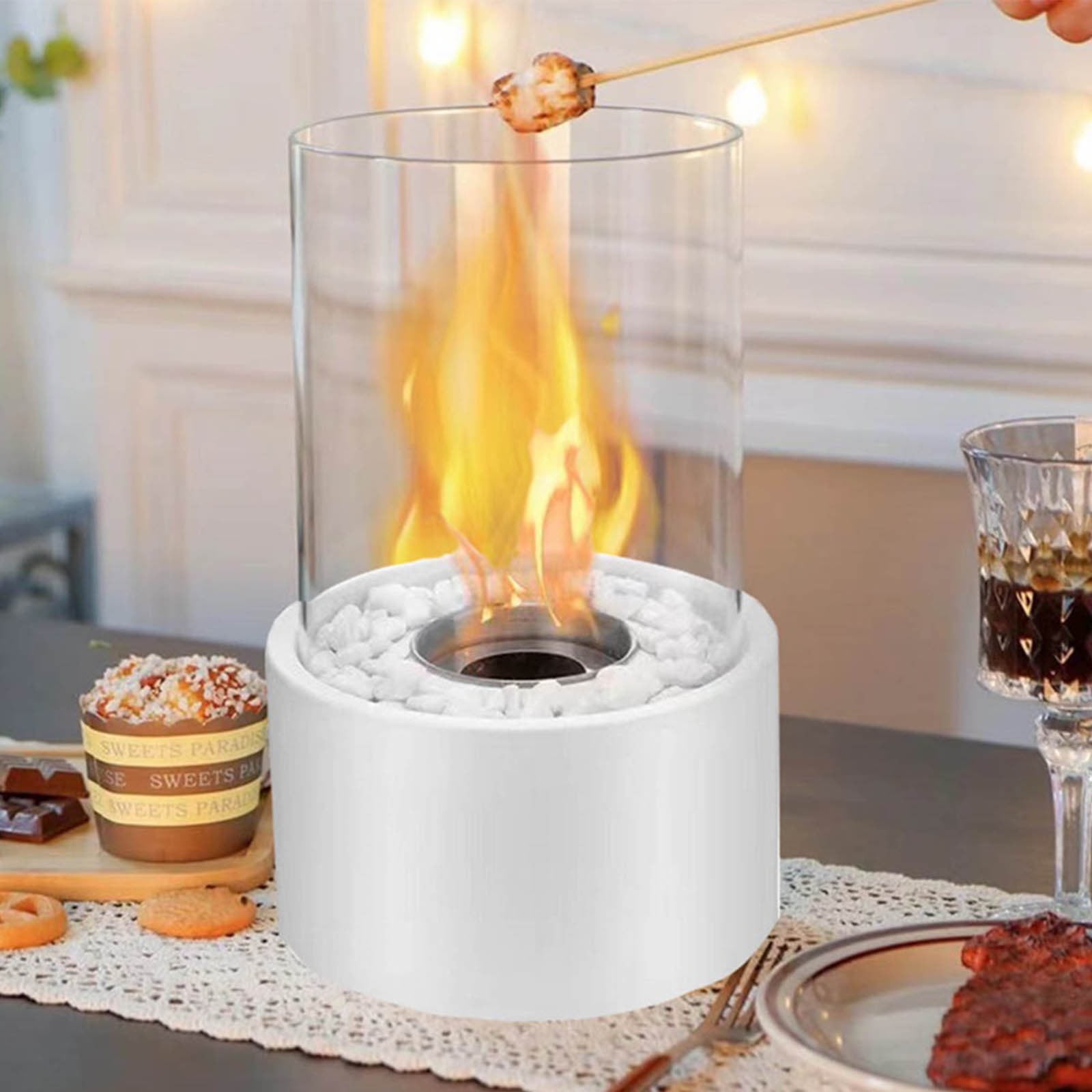 Tabletop Fire Pit, Portable Indoor/Outdoor Mini Small Fireplace with ...