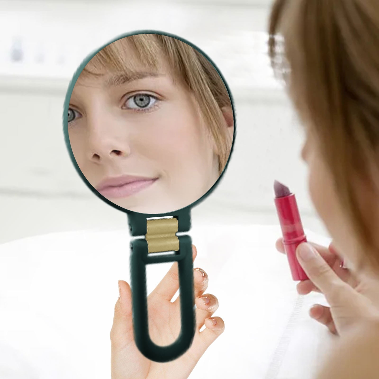 Tabletop Folding Cosmetic Mirror Hand Held Folding Hanging Double ...