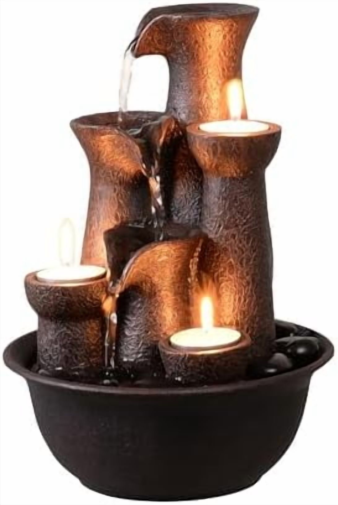 Tabletop Fountain 3 Candles, Indoor Waterfall Fountain for Meditation ...