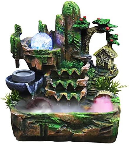 Tabletop Fountain Indoor with LED Lamp Atomization Effect, Small ...