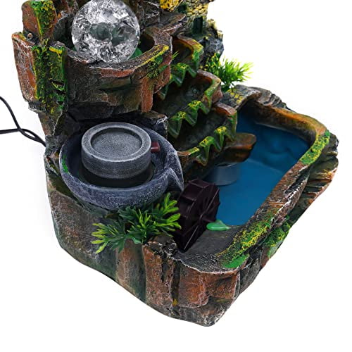 Tabletop Fountain Indoor with LED Lamp Atomization Effect, Small ...