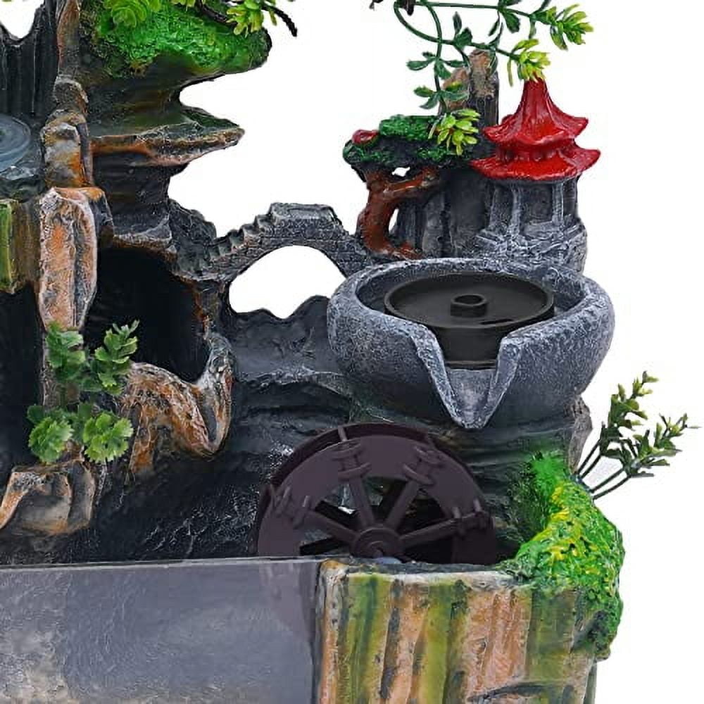 Tabletop Fountain Indoor, Resin Rockery Waterfall Tabletop Water ...