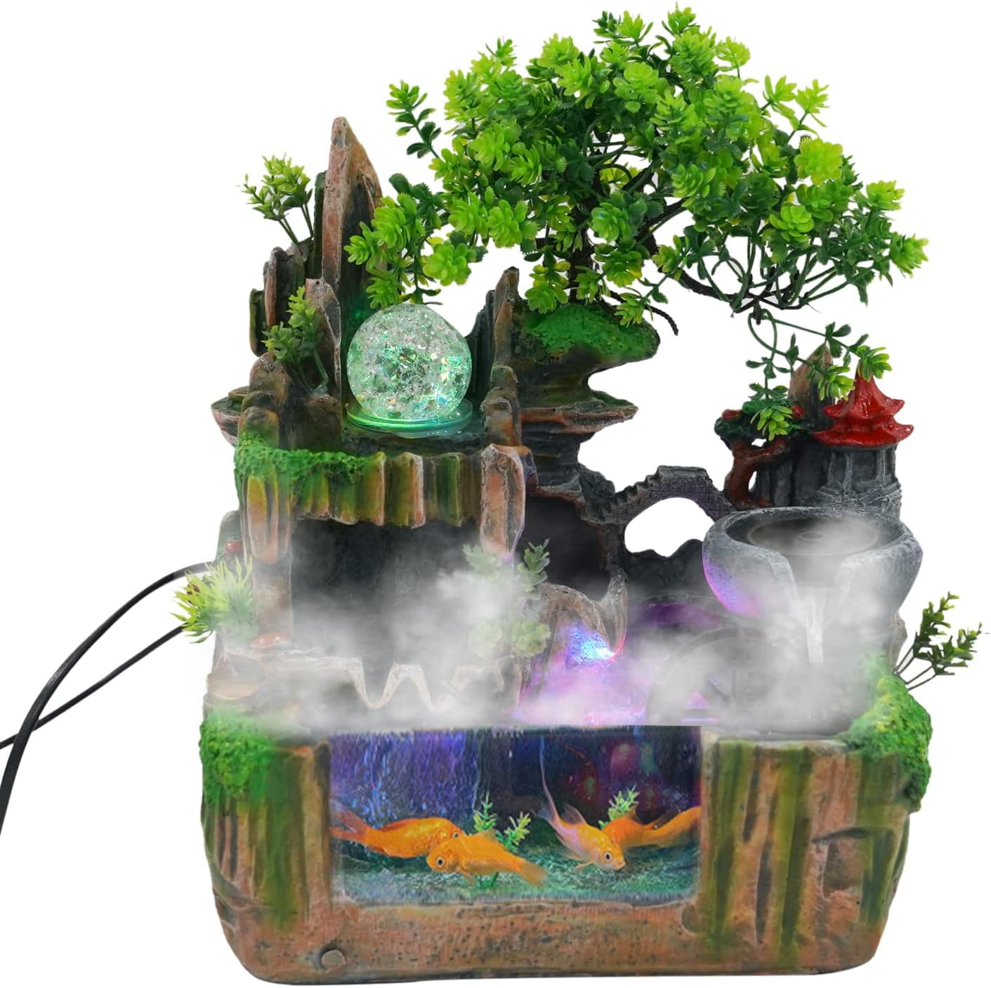 Tabletop Fountain Indoor, Resin Rockery Waterfall Tabletop Water ...