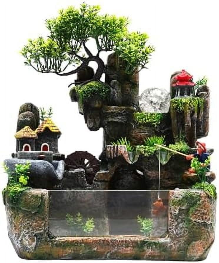 Tabletop Fountain, Mini Silent Indoor Waterfall Fountain Zen Meditation ...