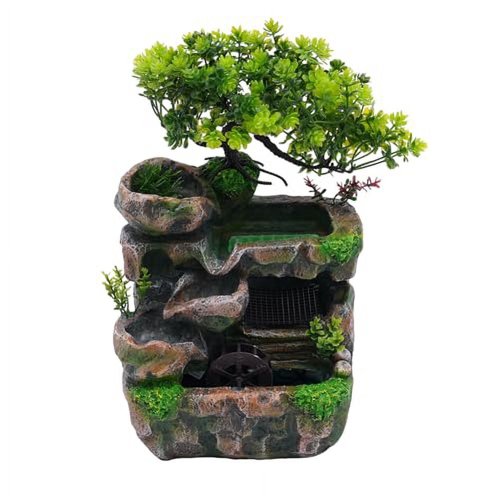 Tabletop Fountain Ornament, 110V Desktop Waterfall Fountain with LED ...
