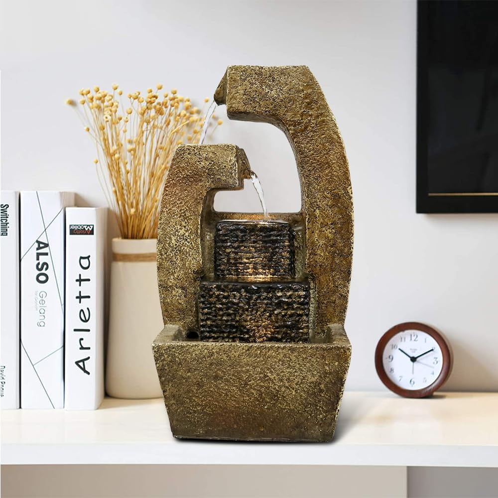 Tabletop Fountain Relaxation Waterfall Fountain Feature Modern Desktop ...