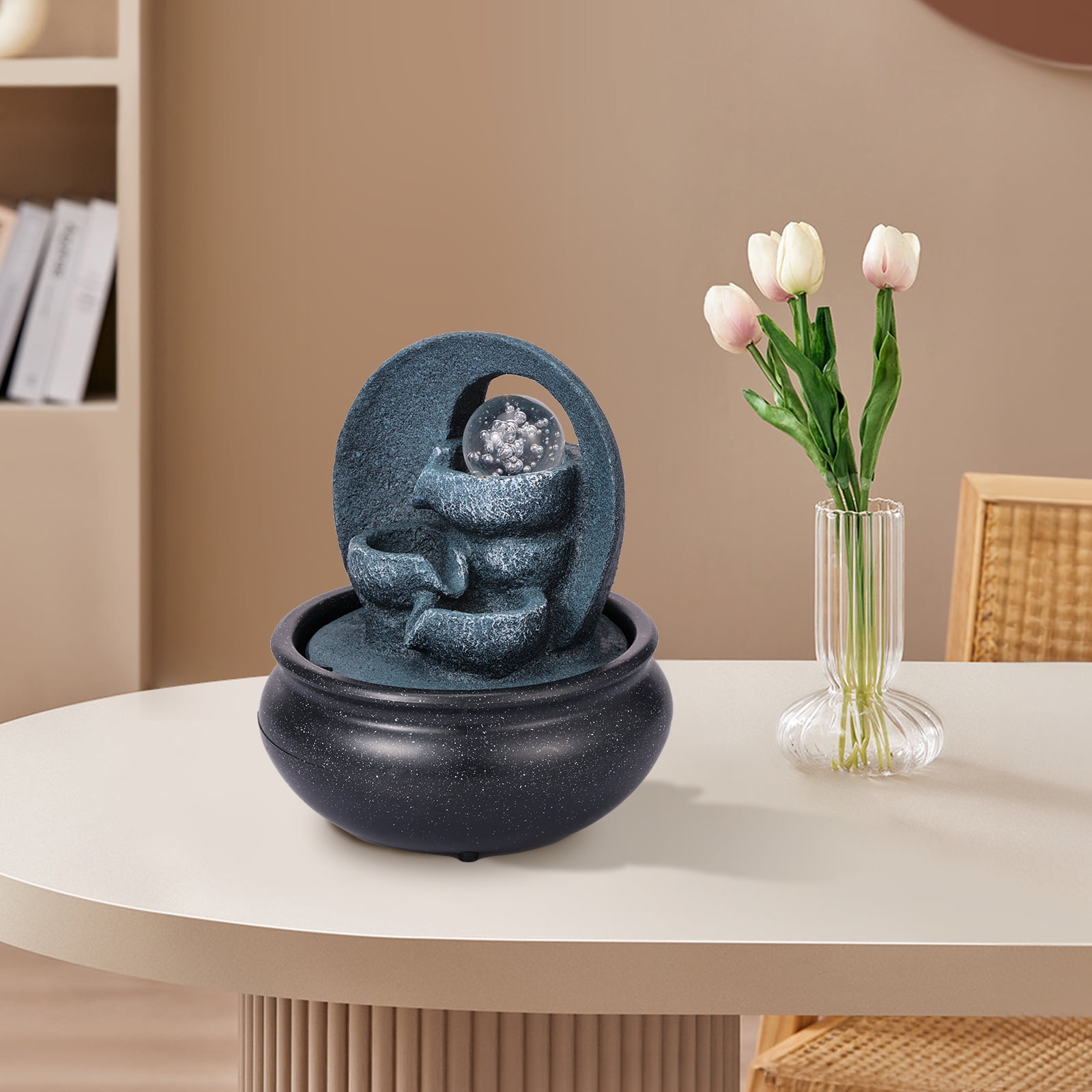 Tabletop Fountain Rotating Ball Rock Waterfall Fountain Indoor Tabletop ...