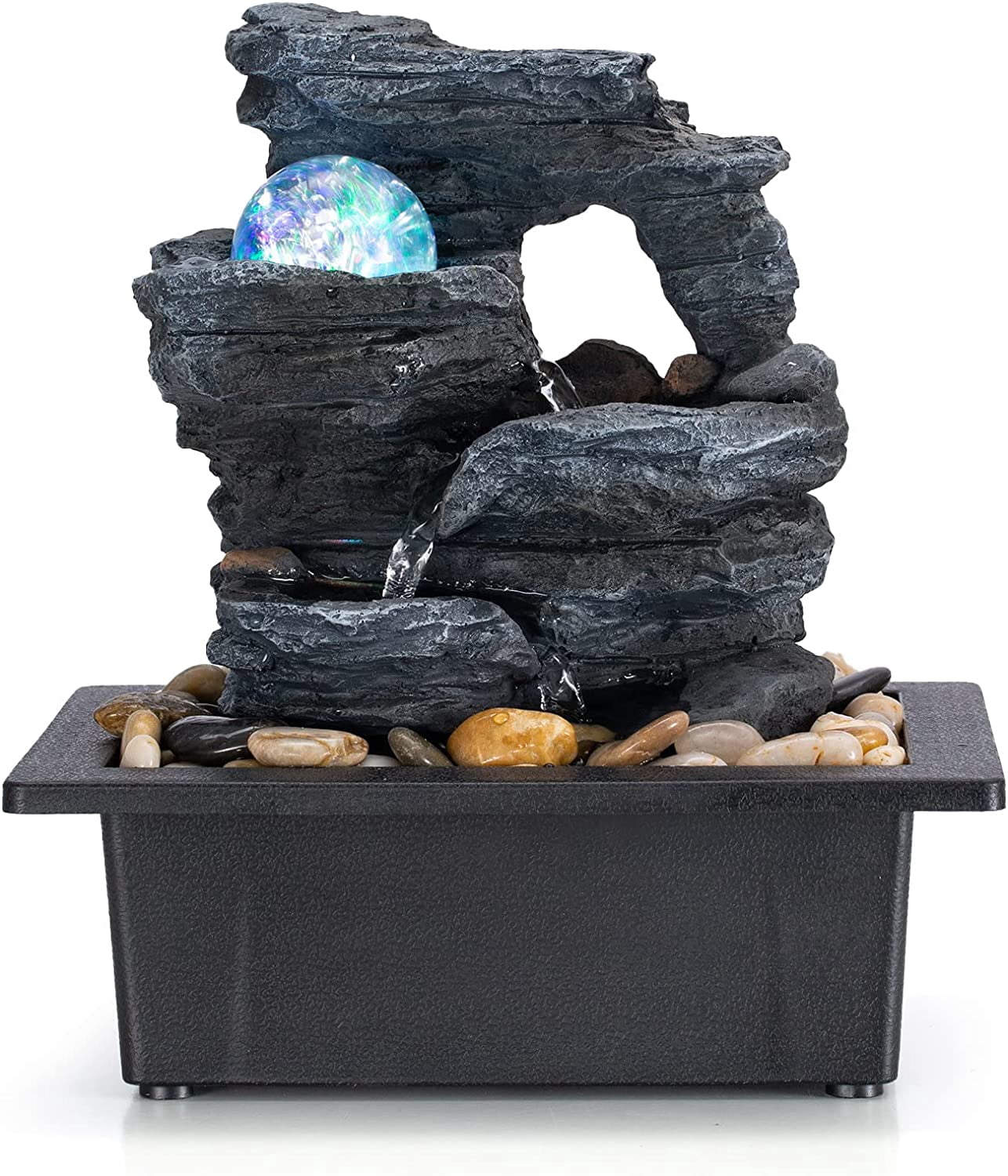 Tabletop Fountain Rotating Ball Rock Waterfall Fountain Office Includes ...