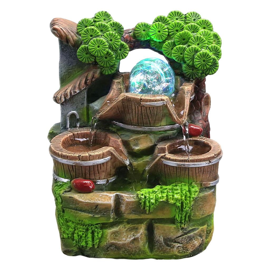 Tabletop Fountain Waterfall with LED Light Rolling Ball Crafts Feng ...
