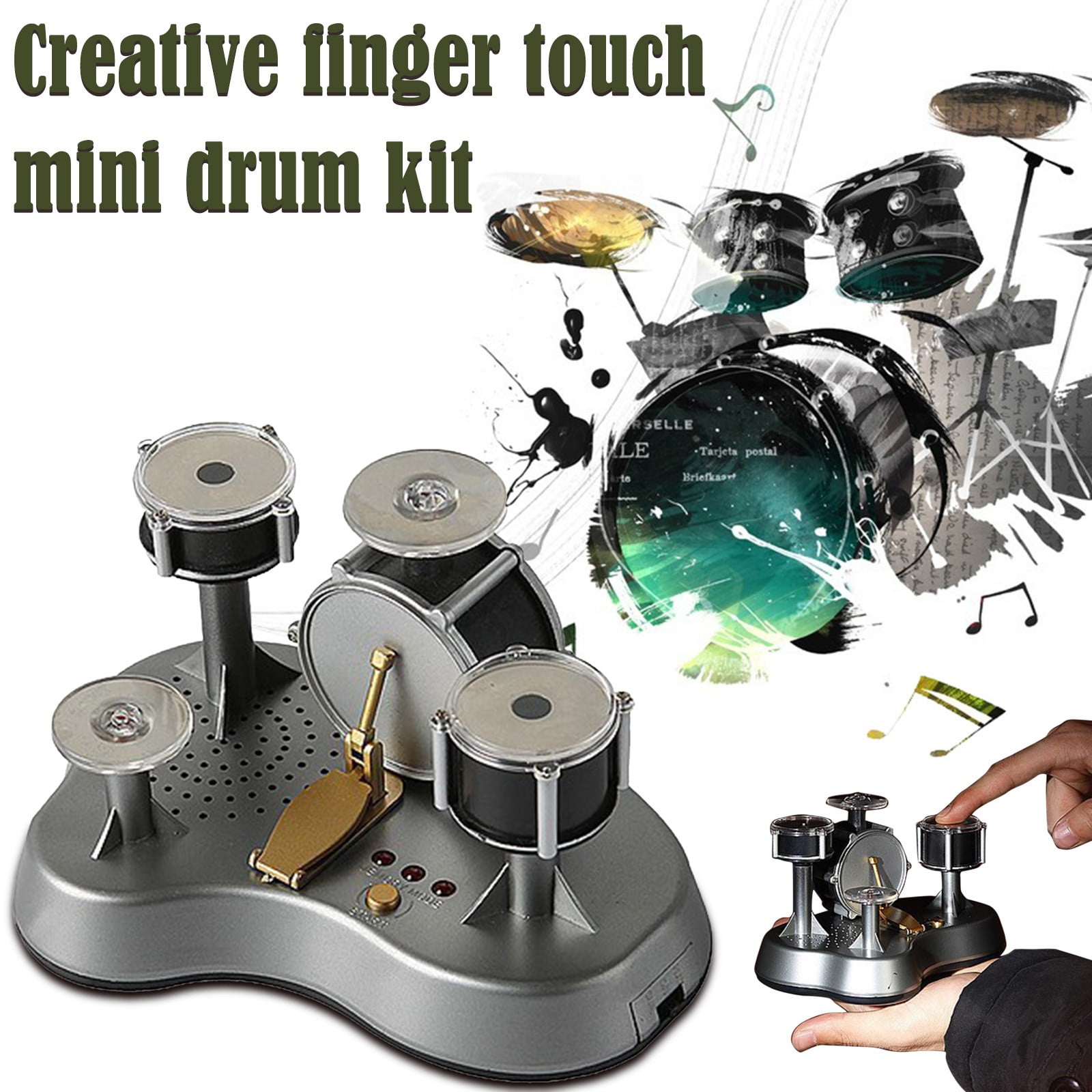 Tabletop Games Educational Mini Drum Kit - Electronic Desktop Finger Drumming Device for ...