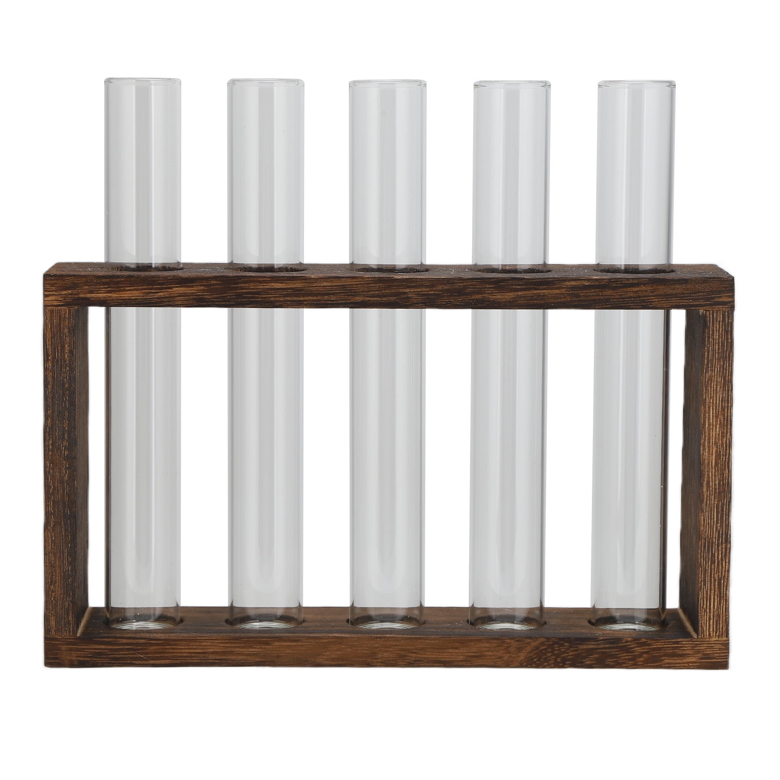 Tabletop Glass Tube Vase High Borosilicate Glass Pine Wood Frame Retro ...