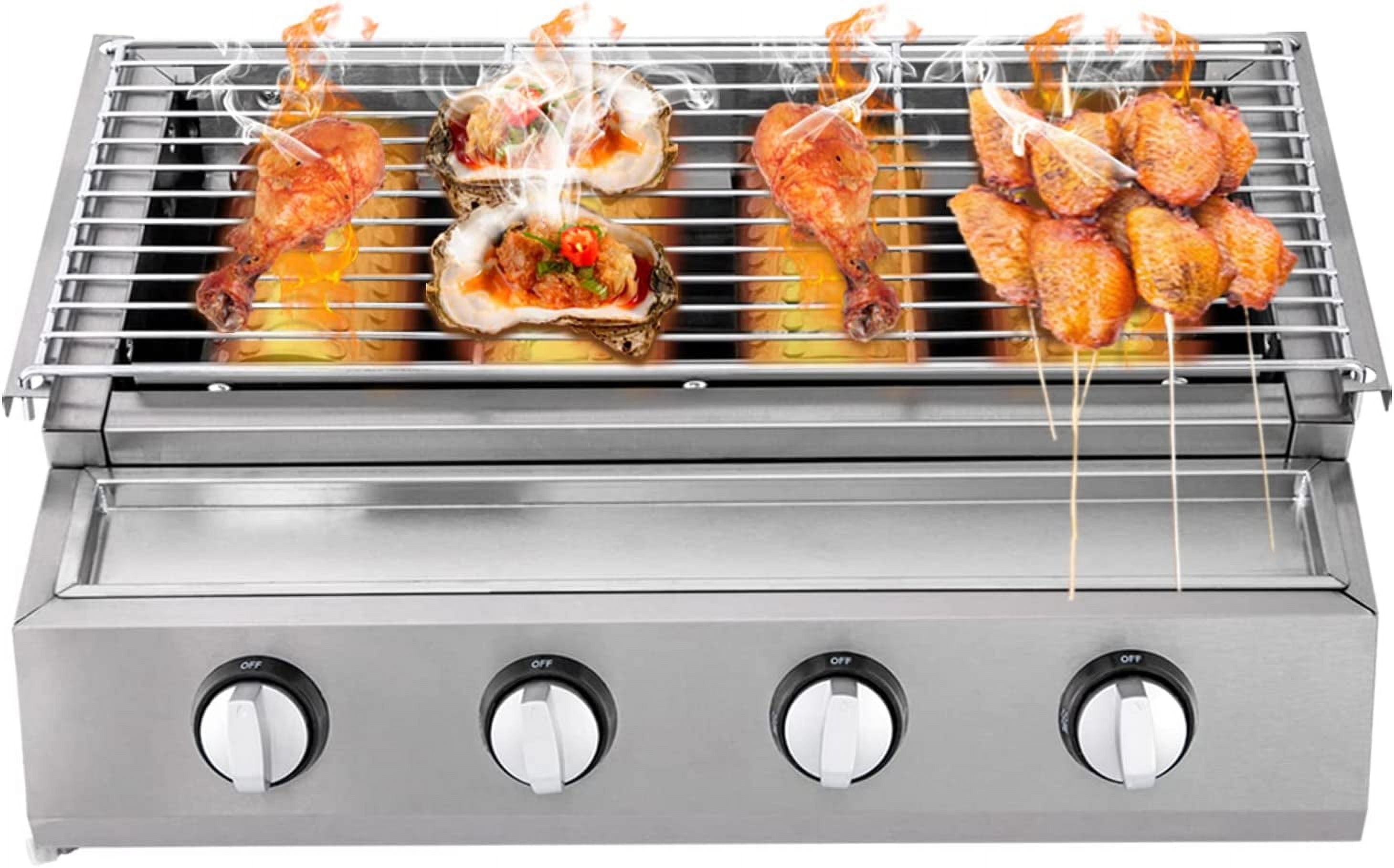 Tabletop Grill Smokeless BBQ with 4 Burners Portable Gas Barbecues ...