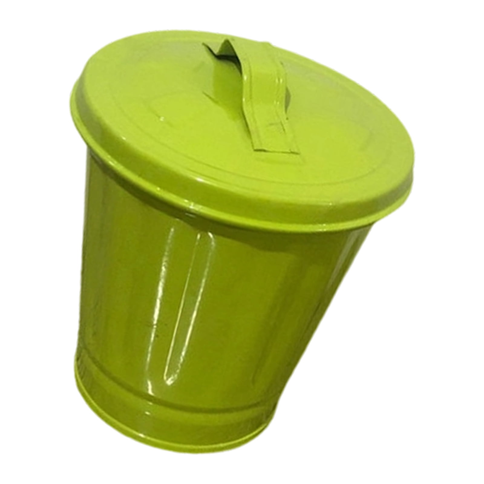 Tabletop Iron Waste Bin Useful Trash Can With Top Lid for Home and Dorm ...