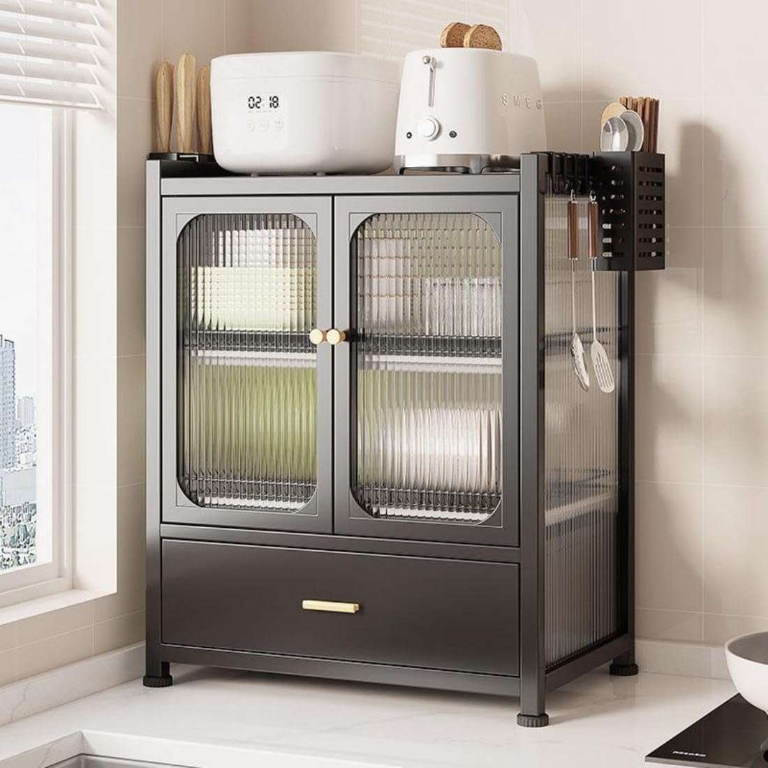 Tabletop Kitchen Storage Cabinet with Drawer, Countertop Cupboard with ...