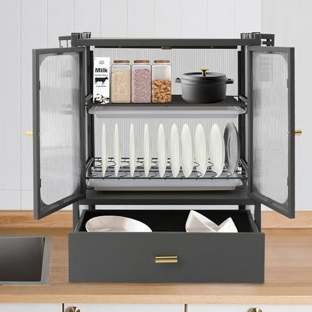 Tabletop Kitchen Storage Cabinet with Drawer, Countertop Cupboard with ...