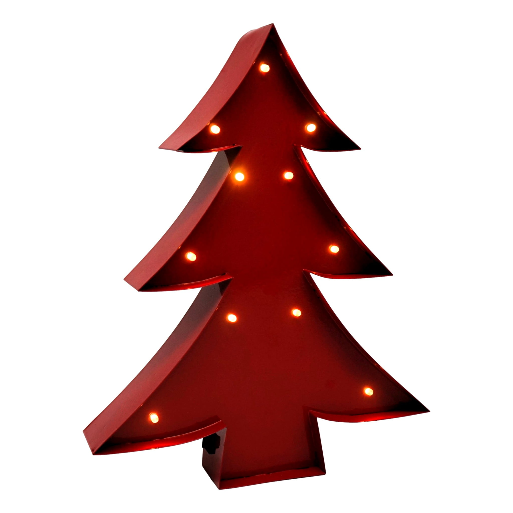 Tabletop LED Battery Operated Pre-lit Christmas Tree 13 Inch Timer Red ...