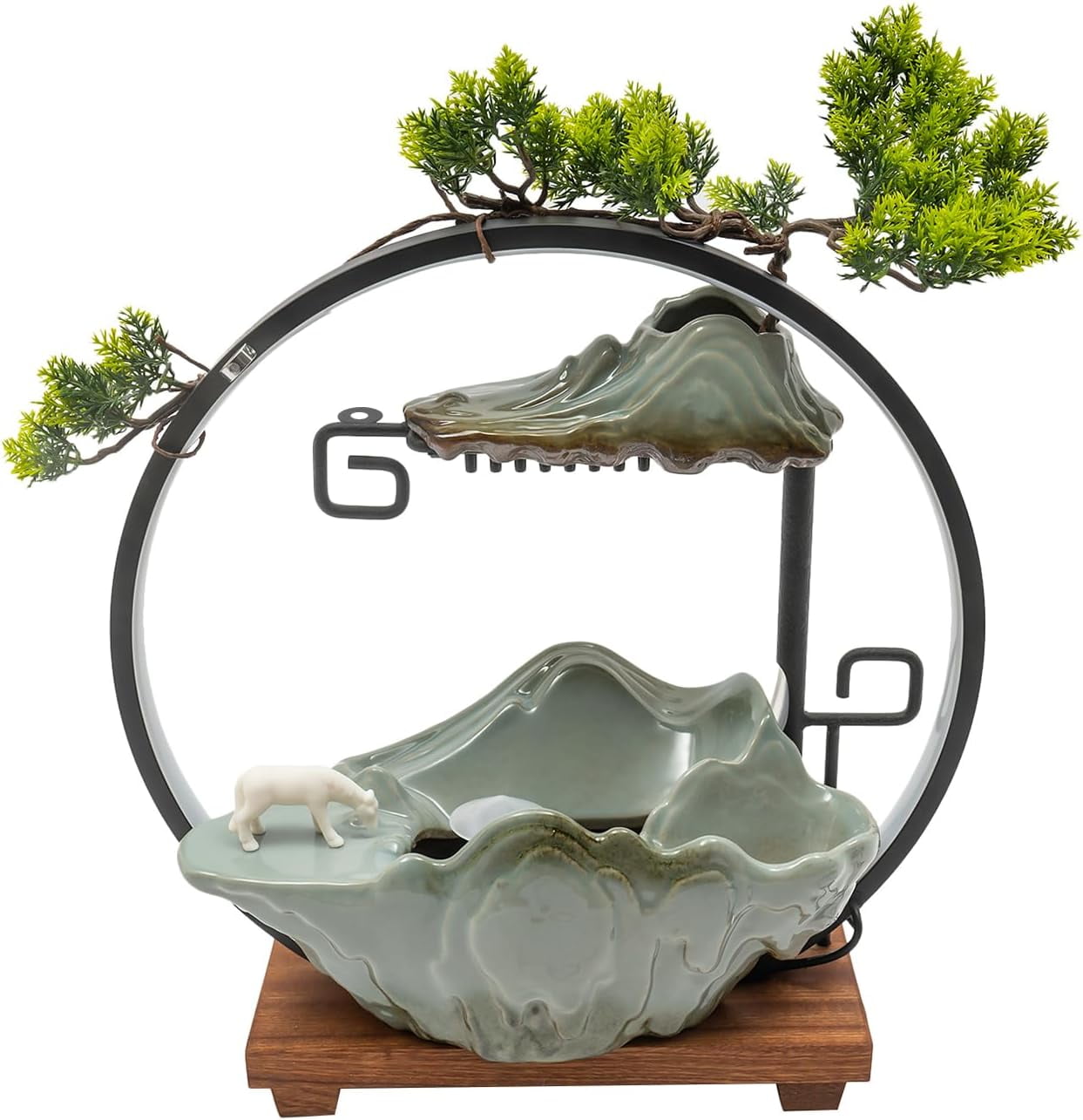 Tabletop LED Fountain, Indoor Desktop Waterfall with Mist Relaxation ...