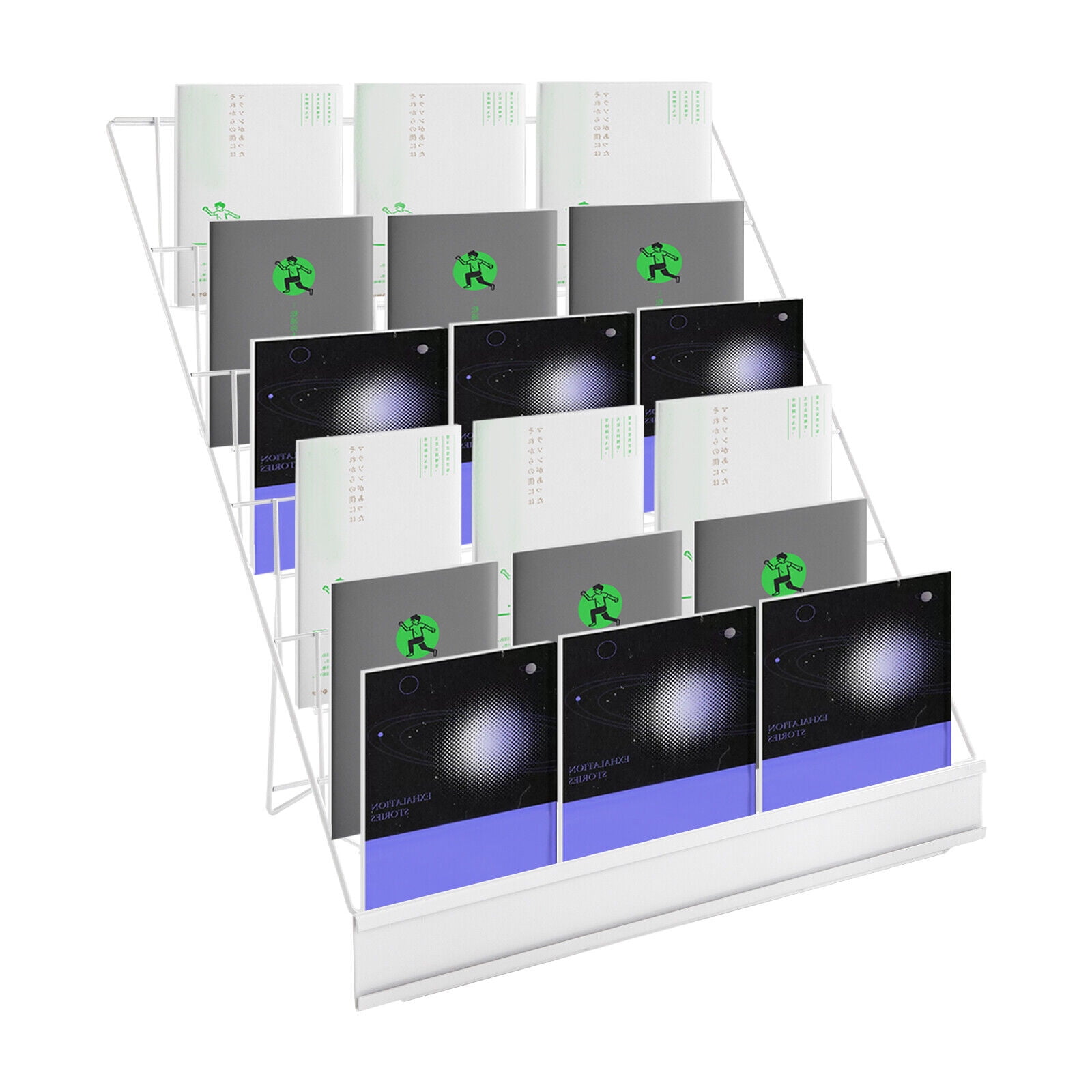 Tabletop Magazine Rack, White/Black Book Display Stand for DVD CD Books ...