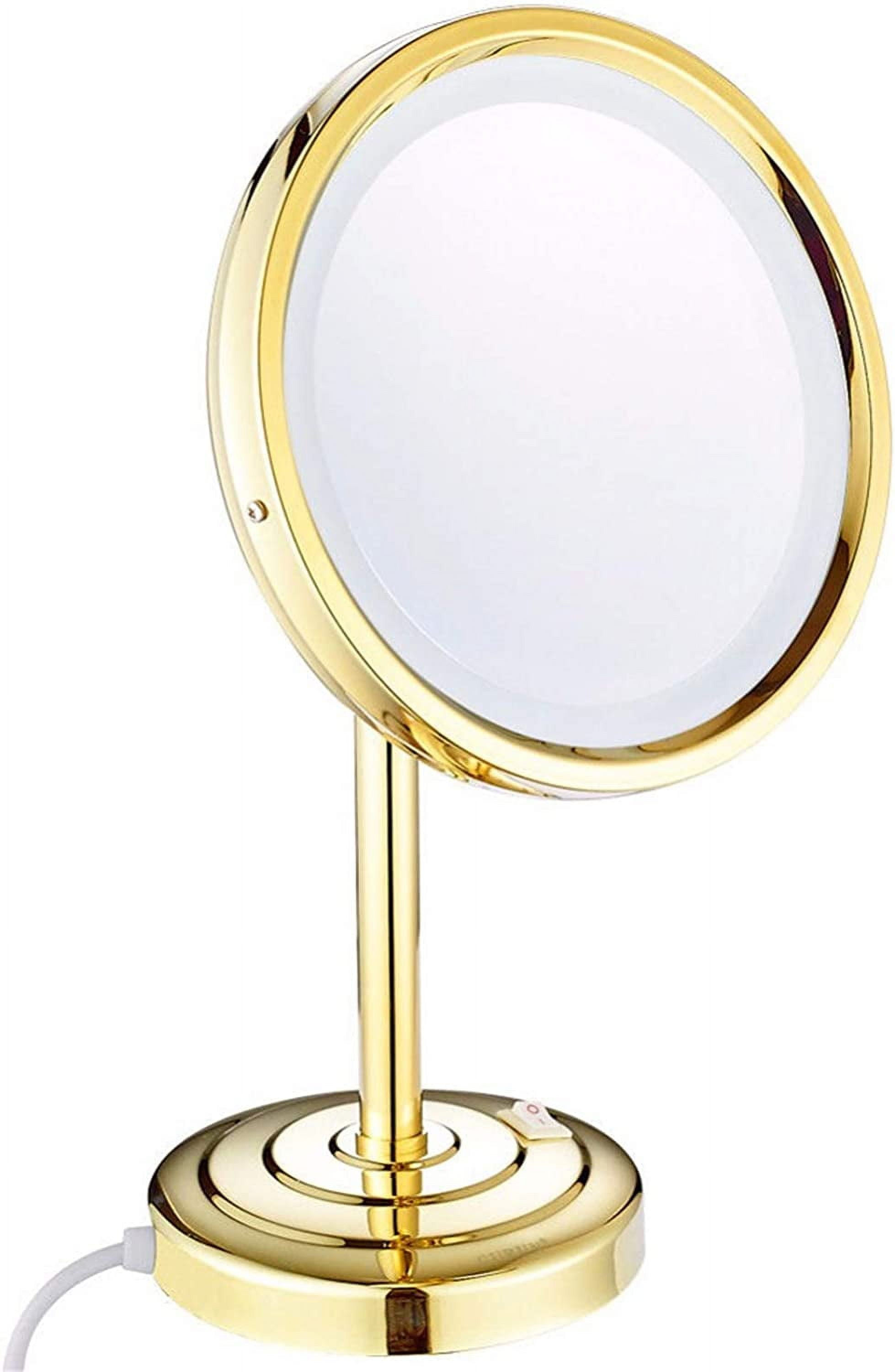 Tabletop Makeup Mirror with Light and Magnification 8 Inch Brass Led ...