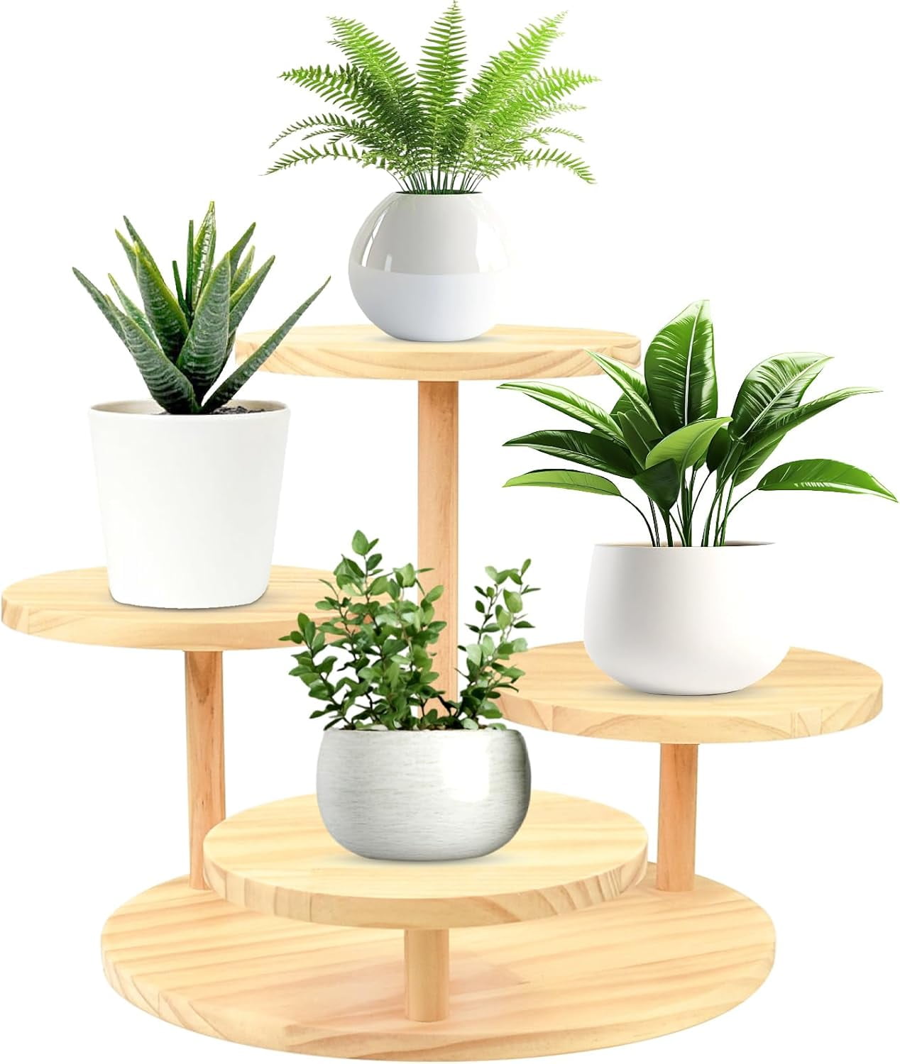 Tabletop Plant Stand Indoor Small 4 Tier Adjustable Wooden Succulent ...