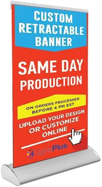 Tabletop Retractable Banner, Silver Aluminum Stand, 8.5” x 11 ...