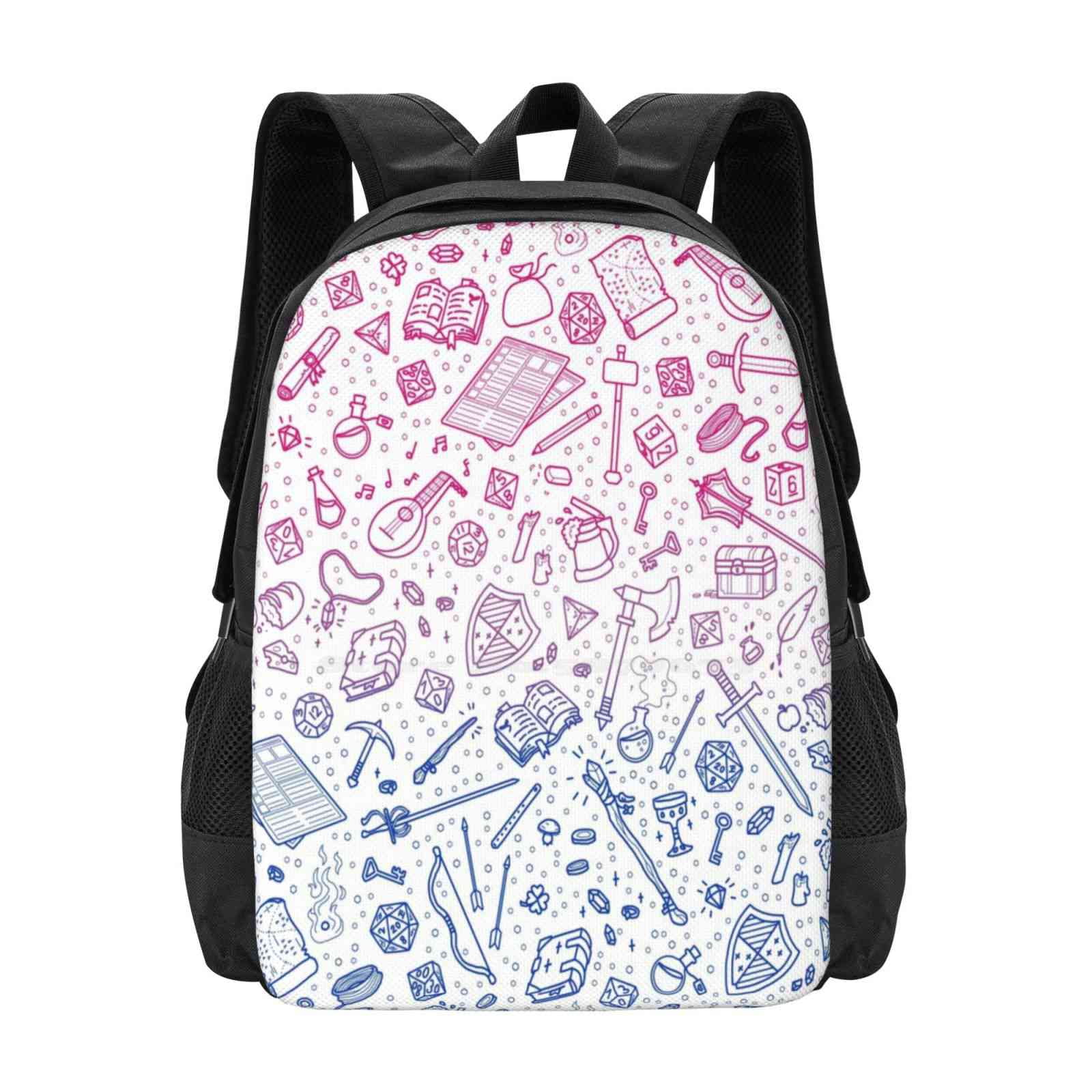 Tabletop Rpg Pattern – Bi Flag Backpack For Student Laptop Travel Bag ...