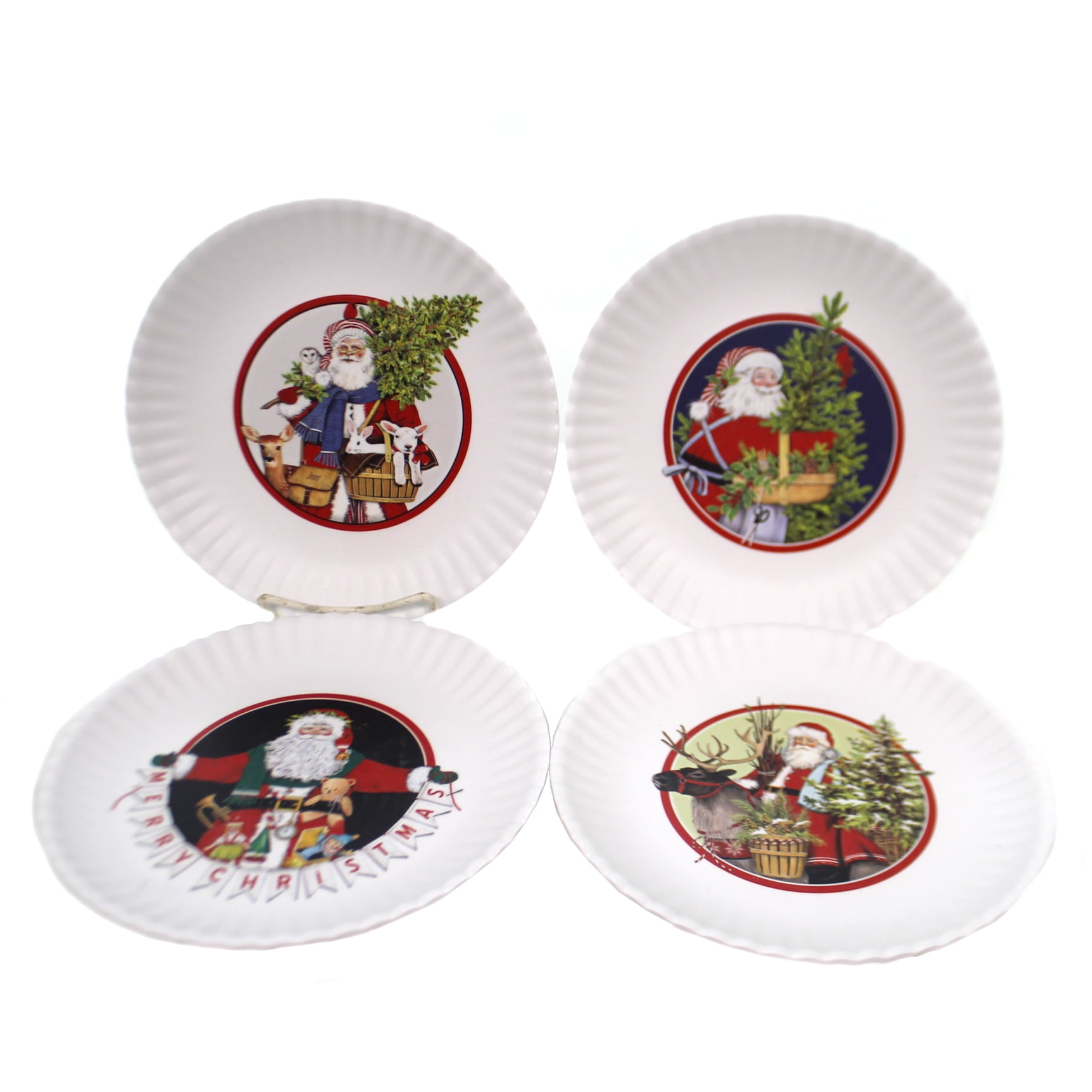 Tabletop Santas Plates Melamine Christmas Dinner Paper Look Me0268 ...