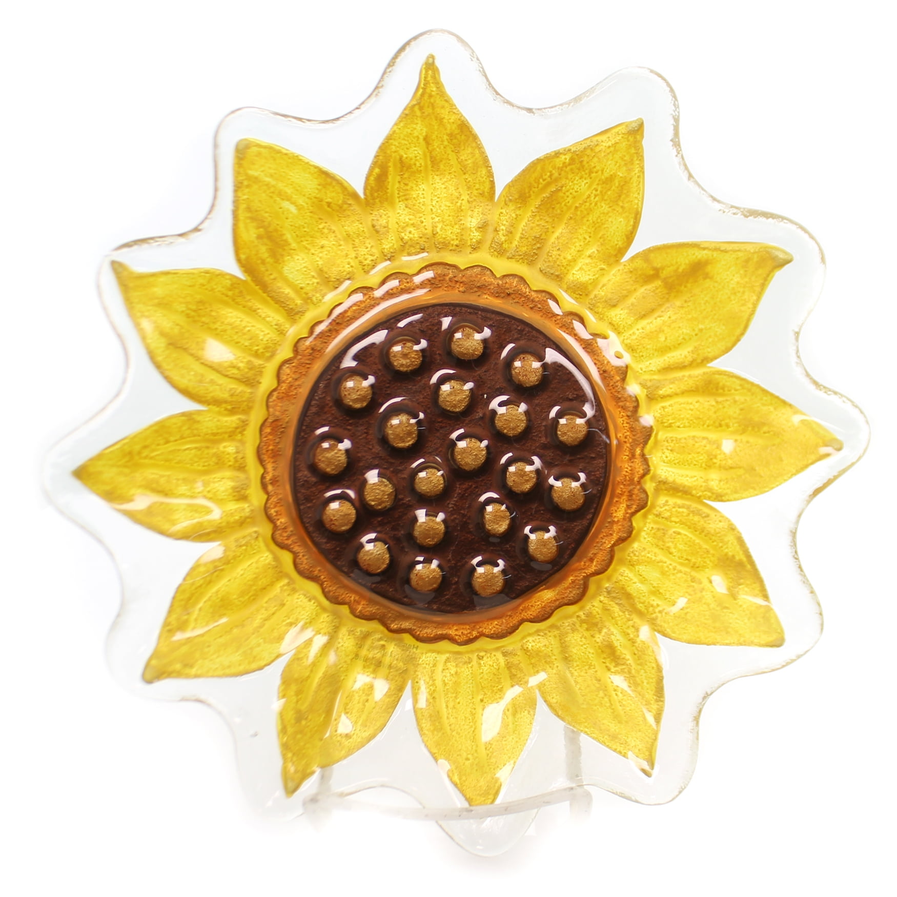 DEMDACO Sunflower Shaped Summer Floral Yellow 11 x 11 Vibrant Glass ...