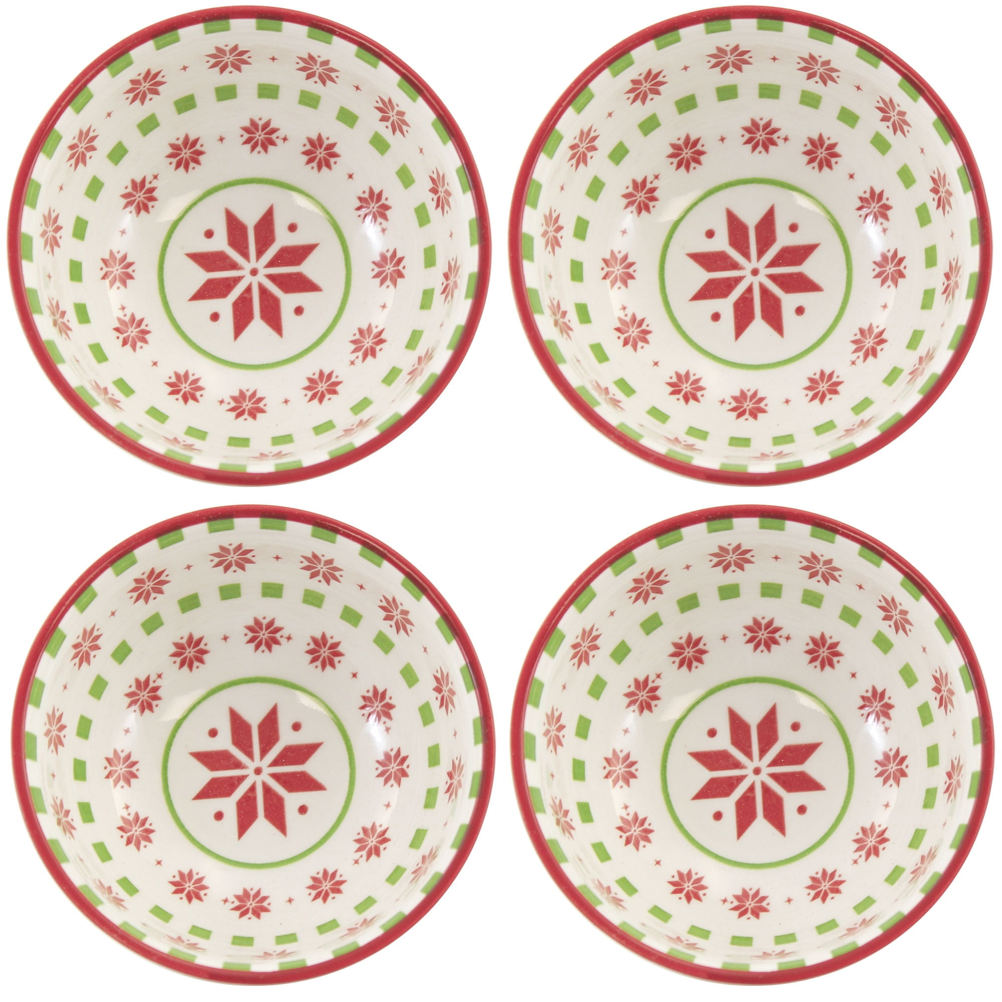 Tabletop Snowflake Mini Snack Bowls Ceramic Vintage Look Pattern A42015 ...