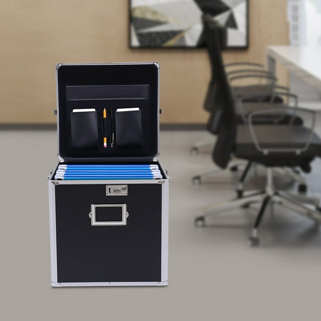 Tabletop Vinyl Record Storage Box Locking 50 Album Holder & Organizer ...