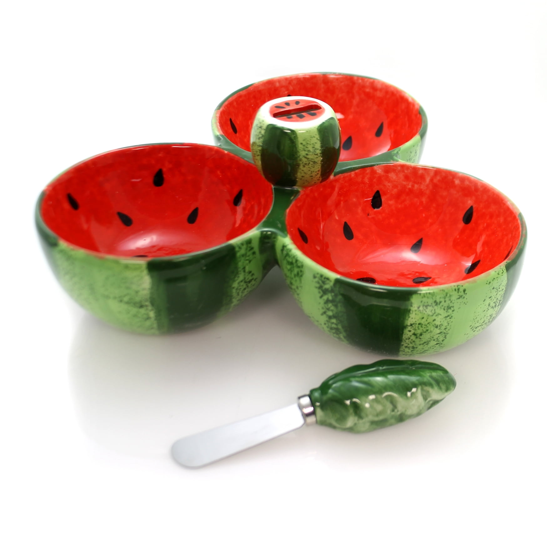 Tabletop Watermelon Relish Dish Ceramic Three Sections Spreader 9732749 ...