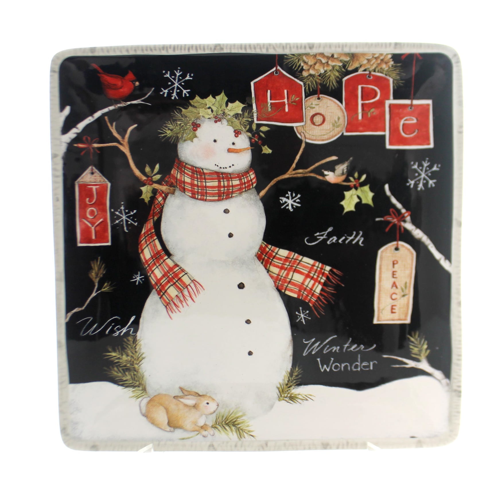 Tabletop Woodland Christmas Dinner Plate Snowman Hope Rabbit Bunny ...
