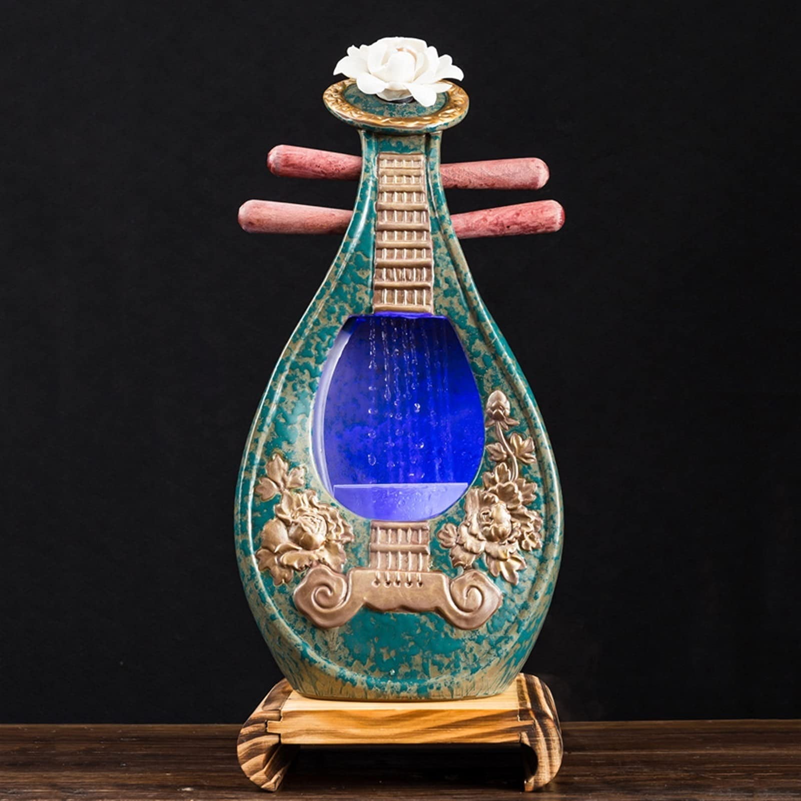 Tabletop Water Fountain Indoor Tabletop Fountain - Ceramic Pipa ...