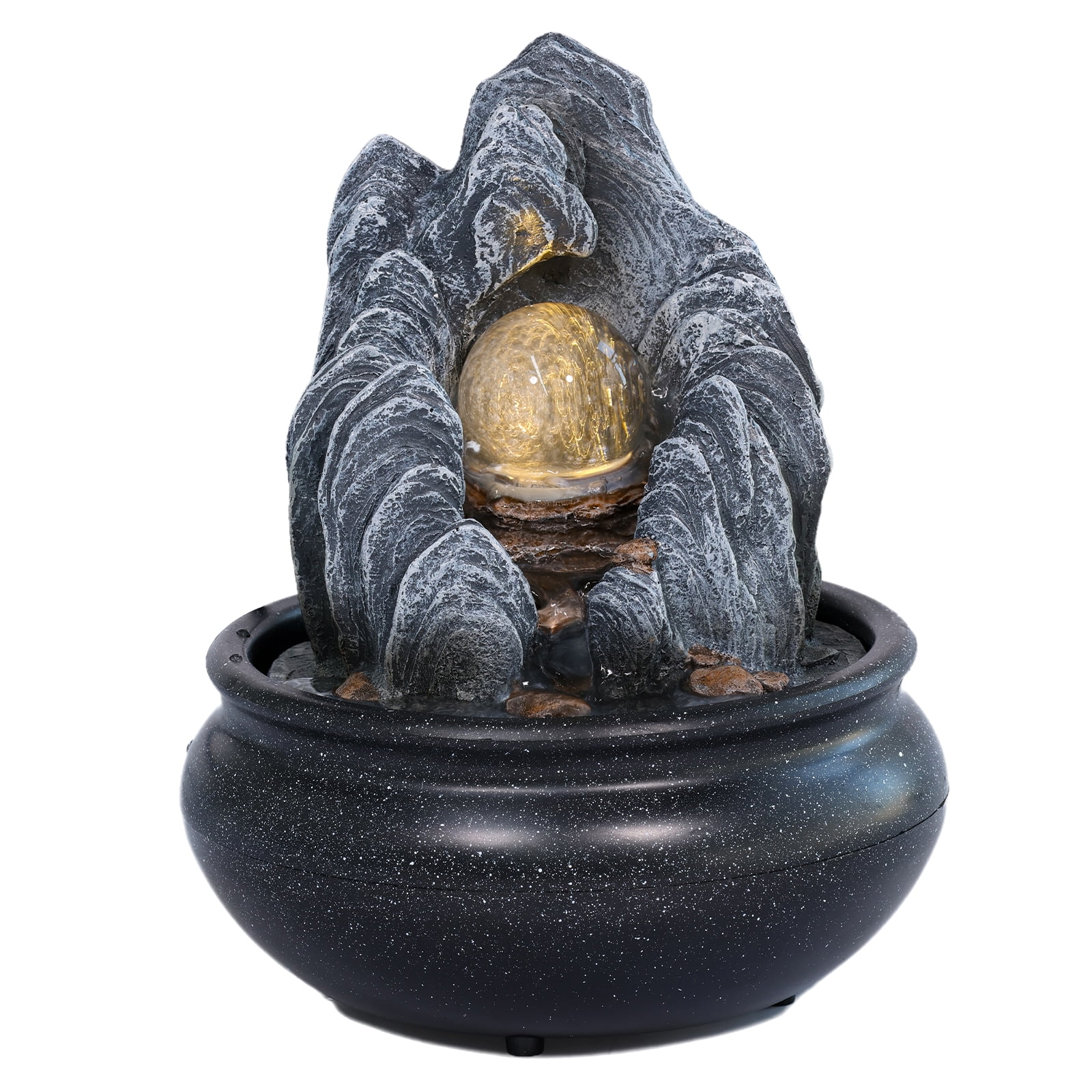 Tabletop Water Fountain Indoor Waterfall Feature with Light Decorative ...