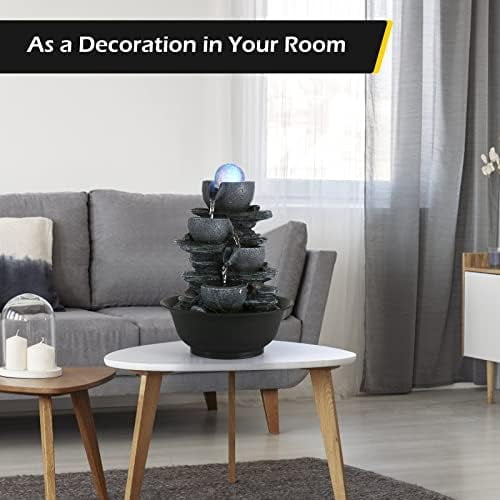 Tabletop Water Fountain Indoor Waterfalls Fountains with Colored LED ...