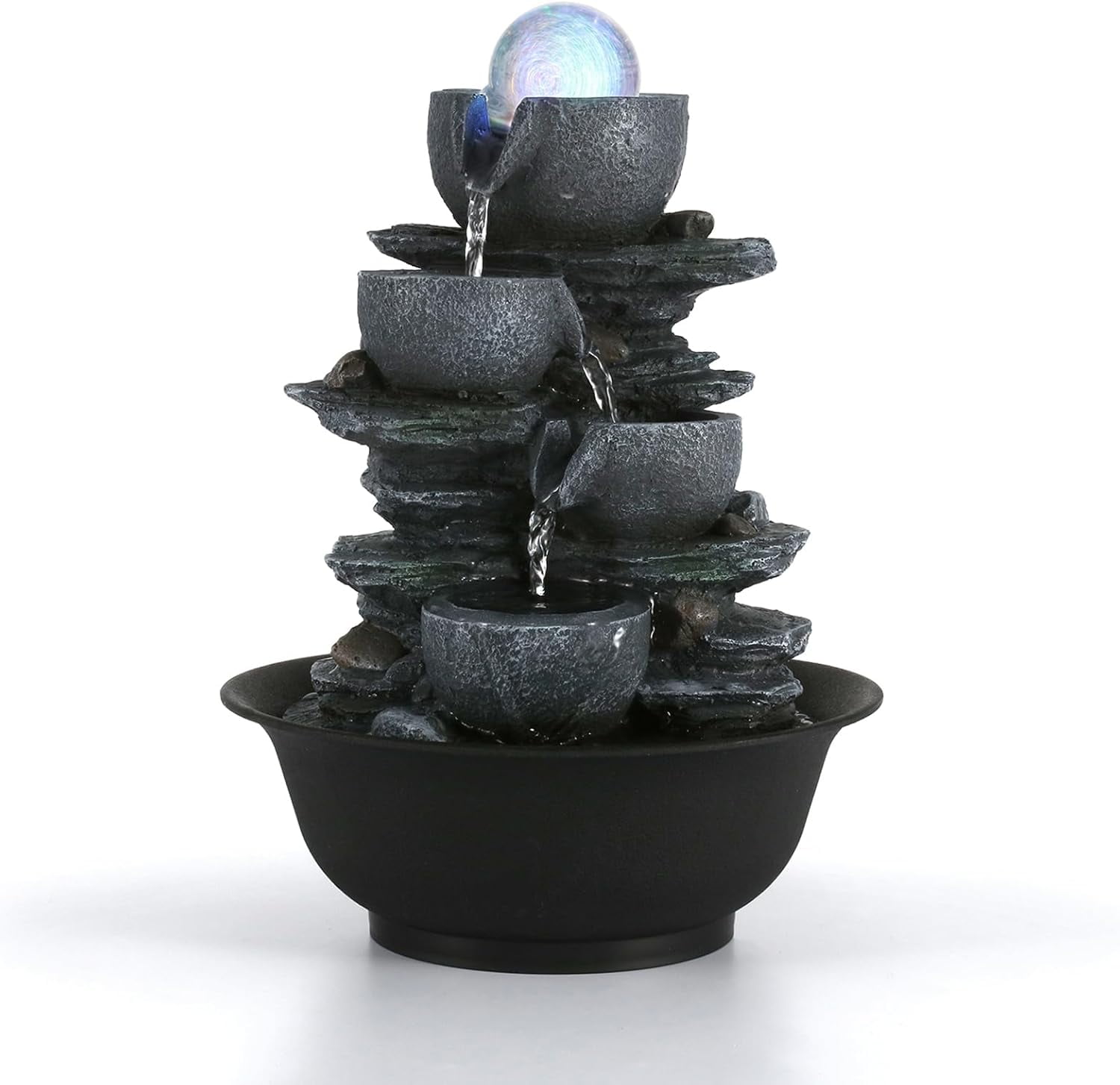 Tabletop Water Fountain Indoor Waterfalls Fountains with Colored LED ...