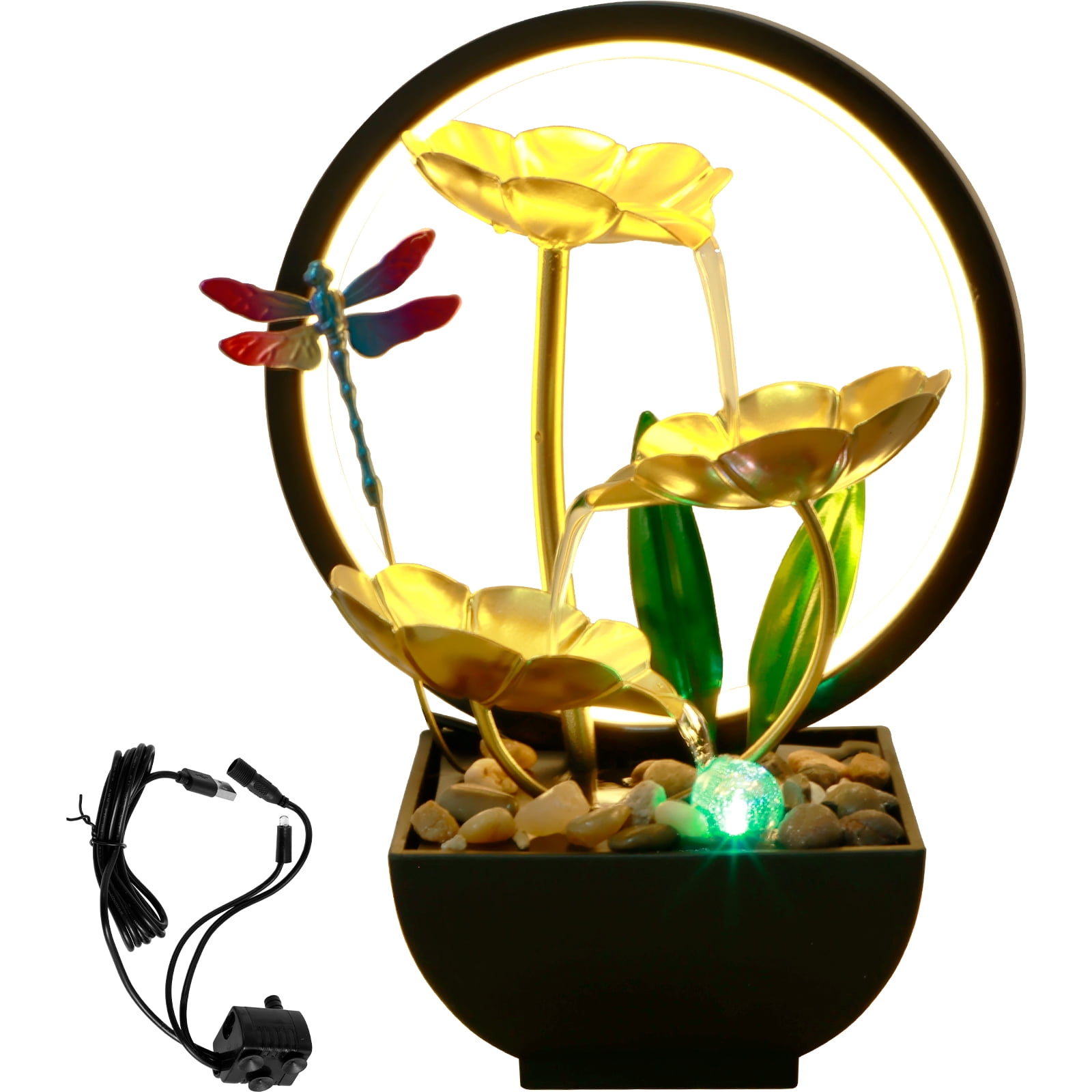 Tabletop Water Fountain USB Powered Tabletop Fountain with Natural ...