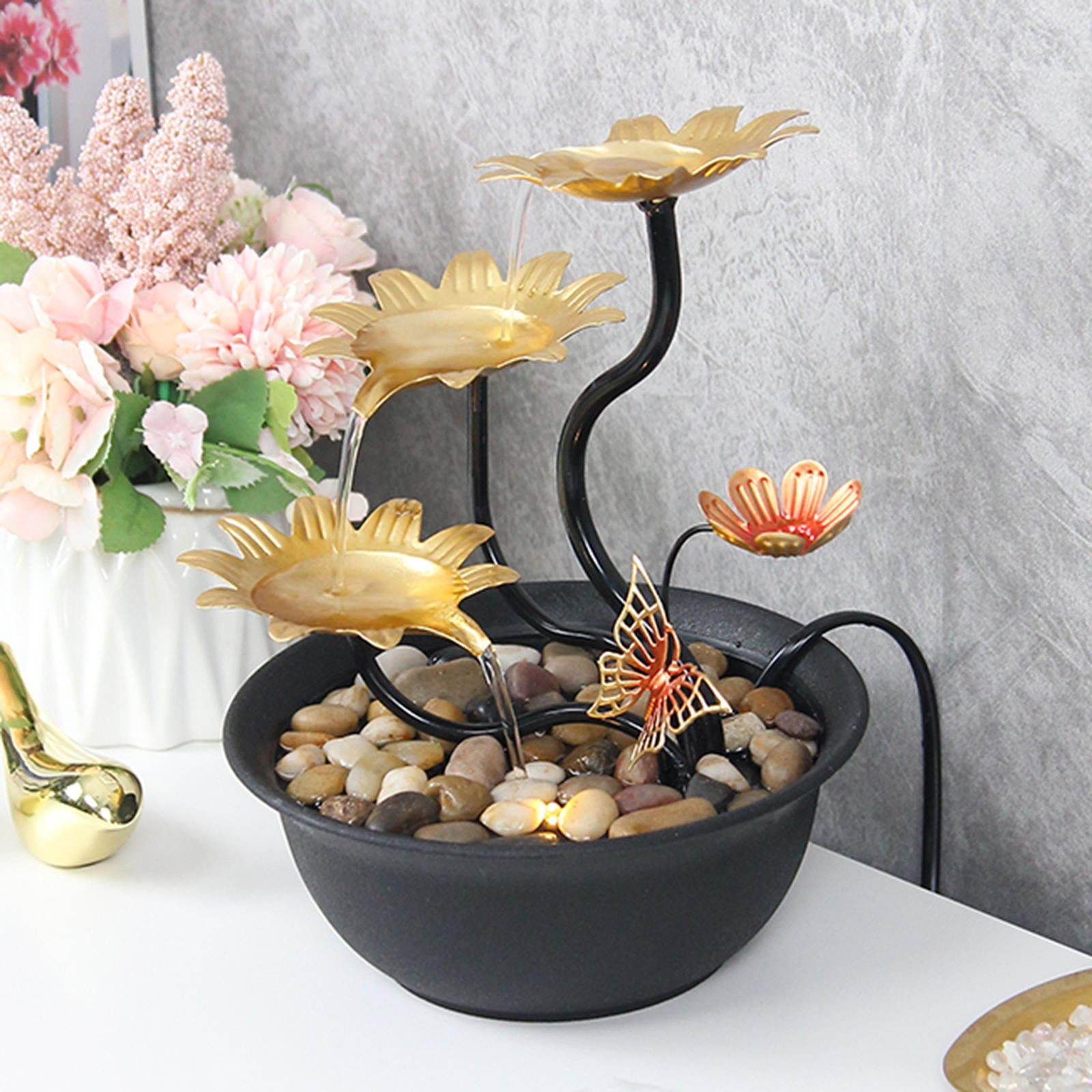 Tabletop Water Fountain Waterfall Crafts LED Lights Desktop Indoor ...