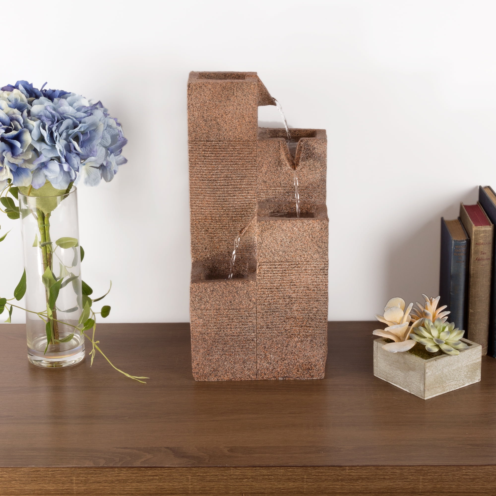 Tabletop Water Fountain With 4 Tier Modern Design and LED Lights ...