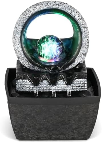 Tabletop Water Fountains, 3 Gears Desktop Fountain Indoor with Led ...