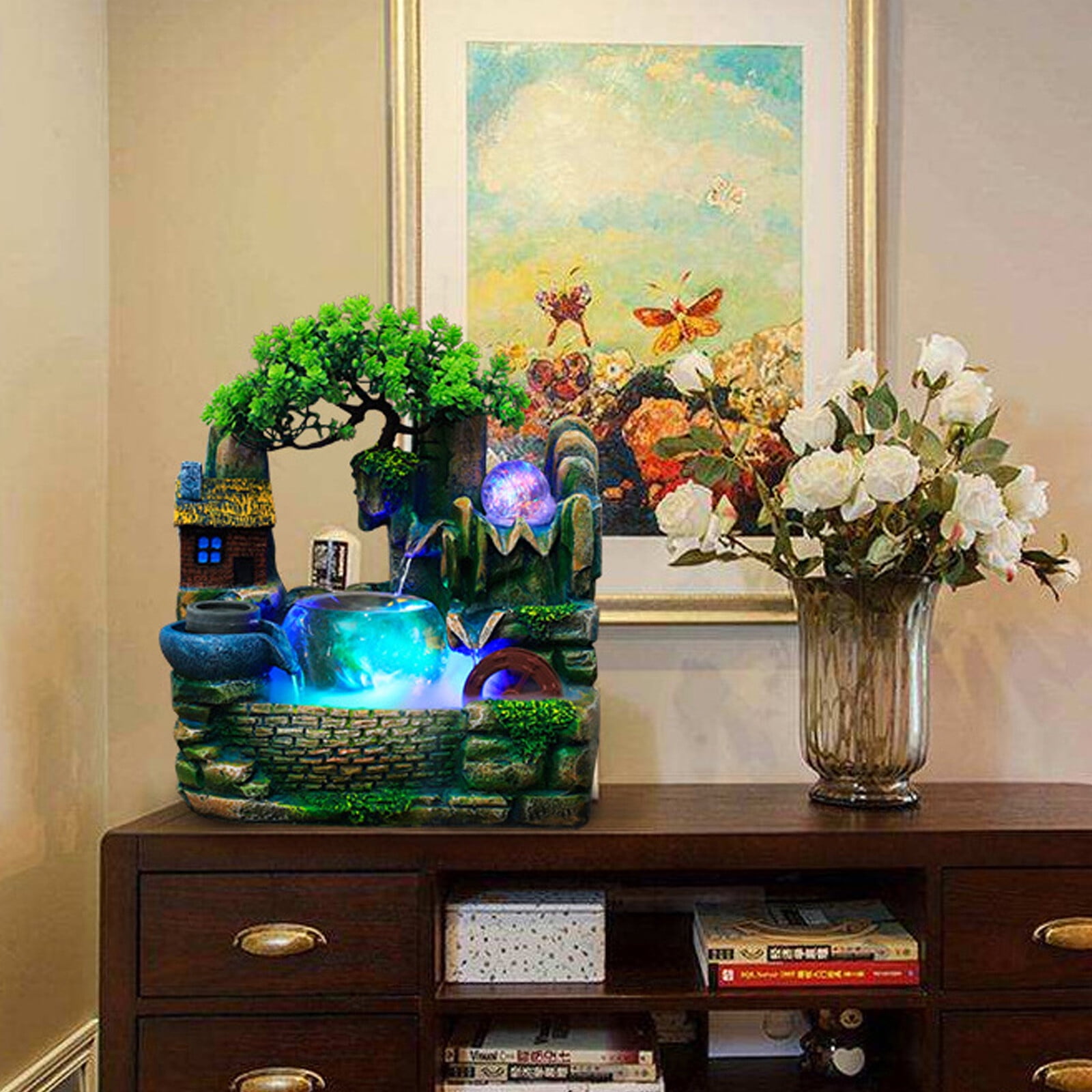 Tabletop Water Fountains, Indoor Tabletop Fountain with LED Light ...