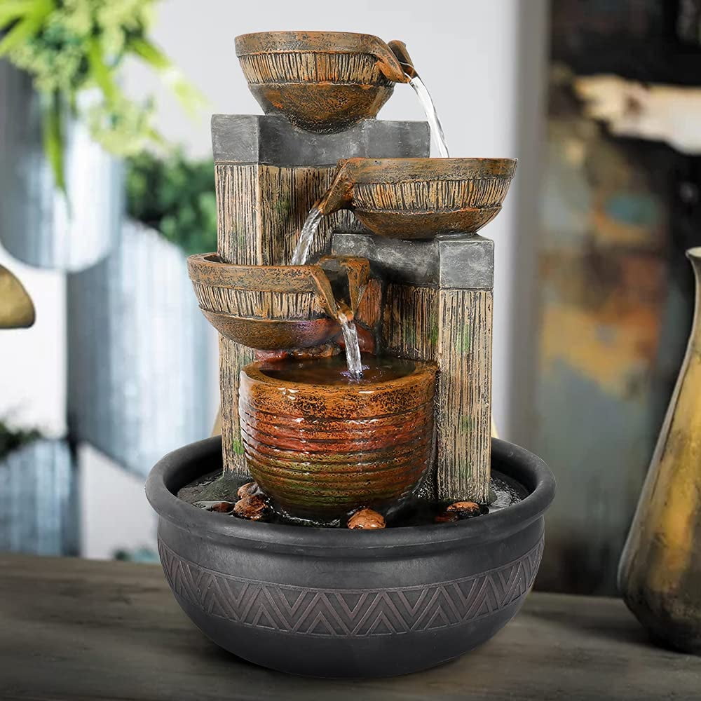 Tabletop Water Fountains Indoor Waterfall and Calming Water Sound ...